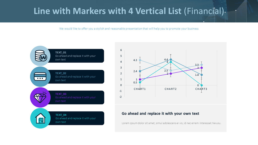 Line with Markers with 4 Vertical List (Financial)|Chart