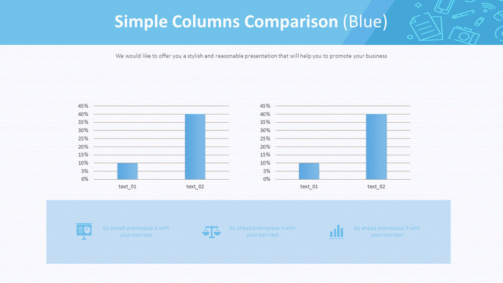 Simple Columns Comparison (Blue)|Chart