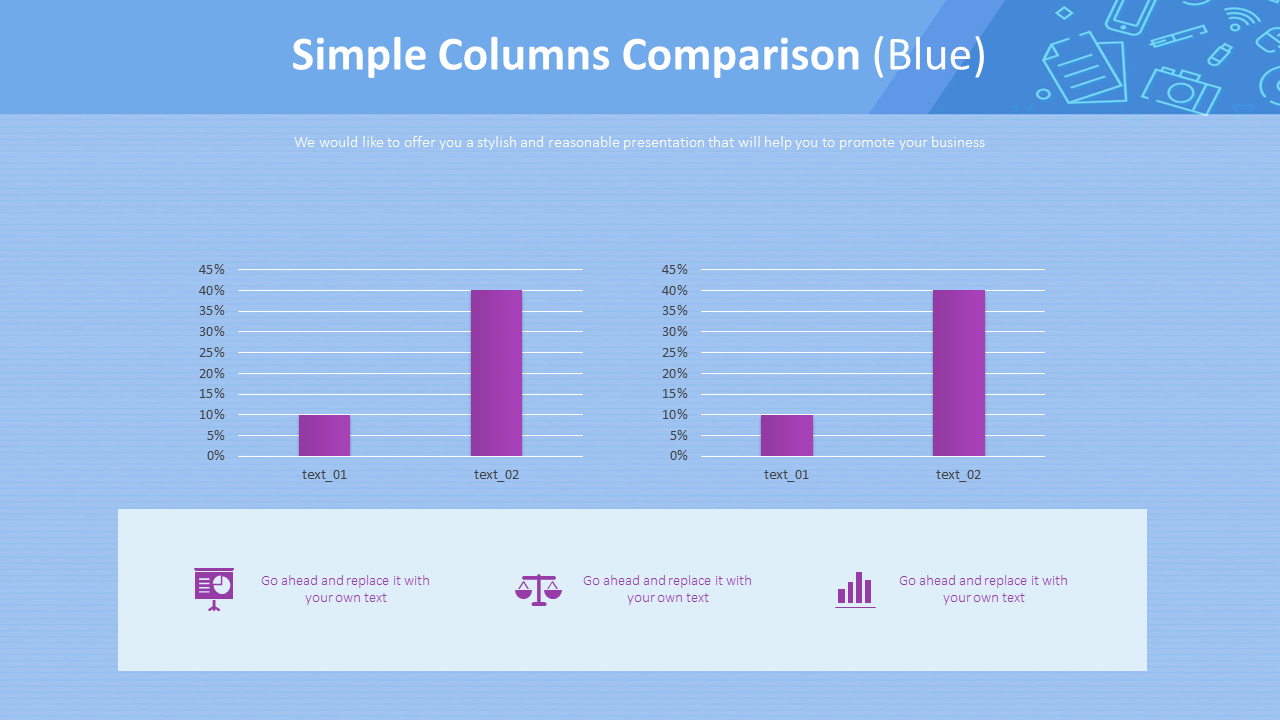 Simple Columns Comparison (Blue)|Chart