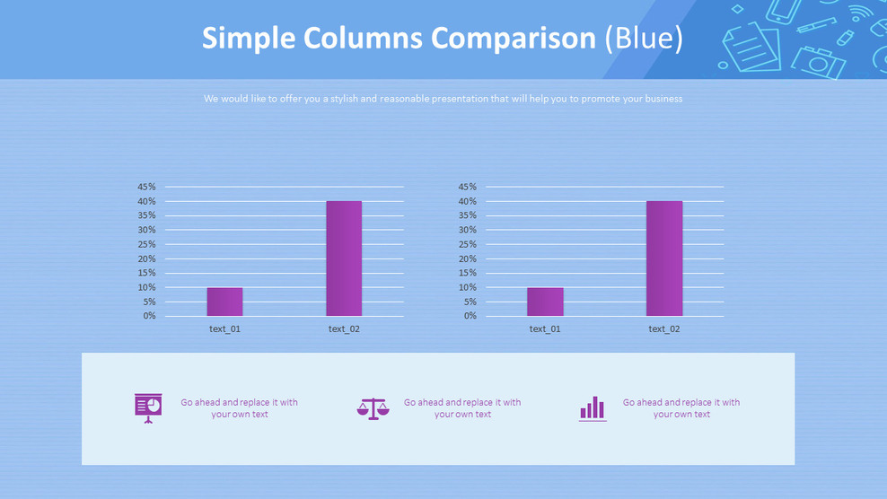 Simple Columns Comparison (Blue)|Chart