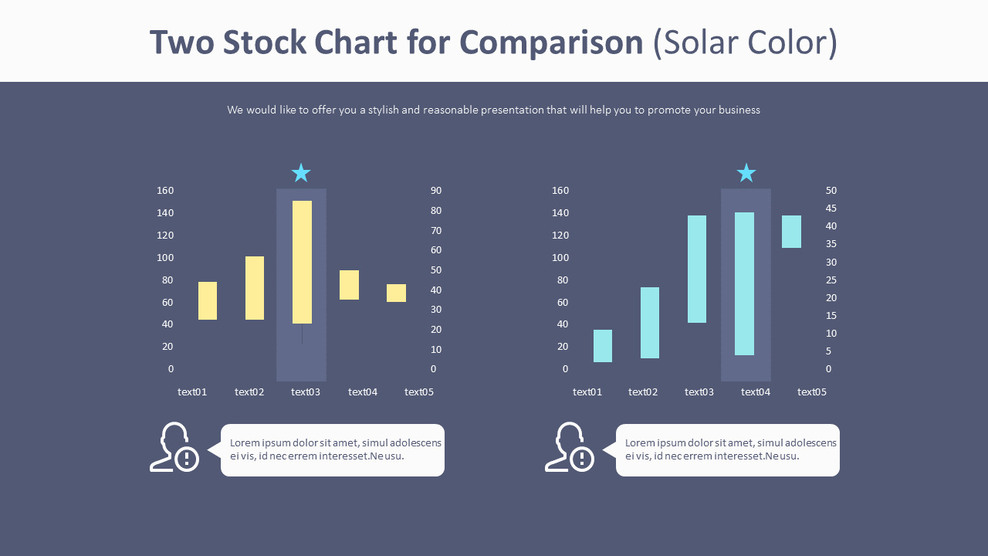 Cuadro de dos acciones para comparación (color solar)