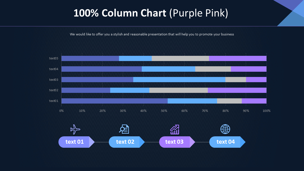 100% Column Chart (Purple Pink)|Bar