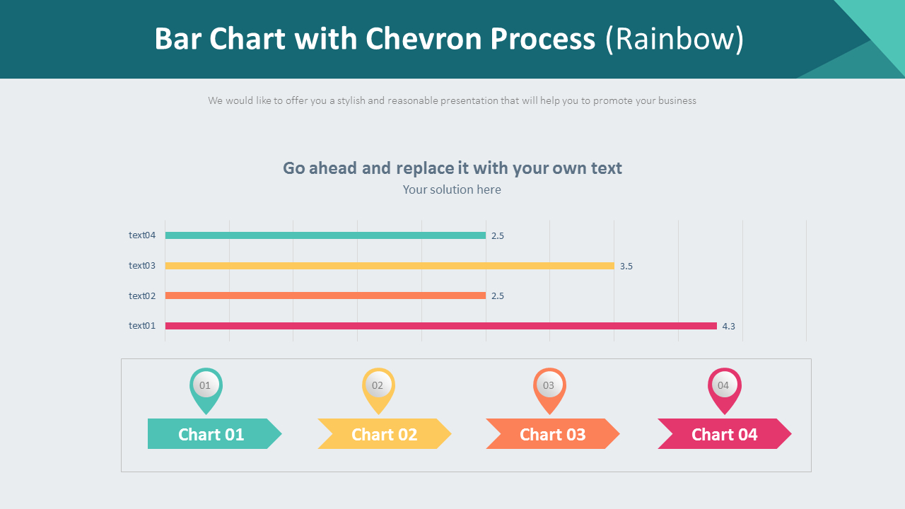 Bar Chart with Chevron Process (Rainbow)