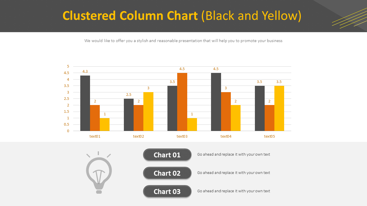 Clustered Column Chart (Black and Yellow)