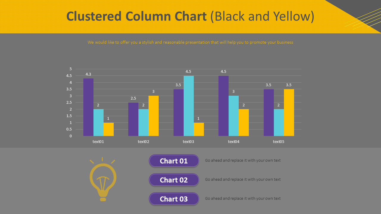 Clustered Column Chart (Black and Yellow)