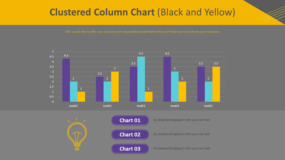 Clustered Column Chart (Black and Yellow)