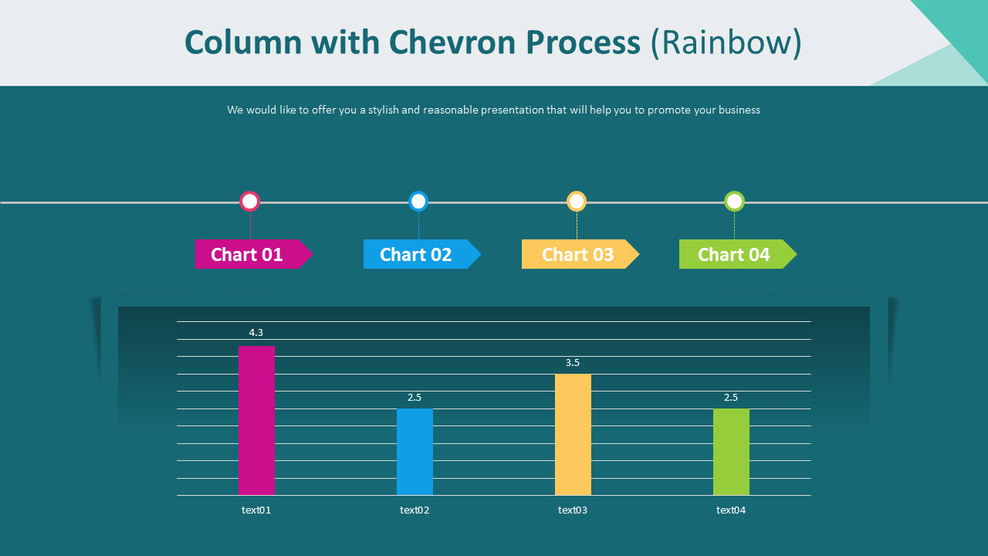 Column with Chevron Process (Rainbow)|Chart
