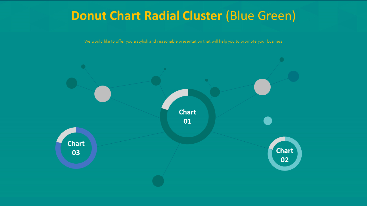 ドーナツチャート放射状クラスター（青緑）