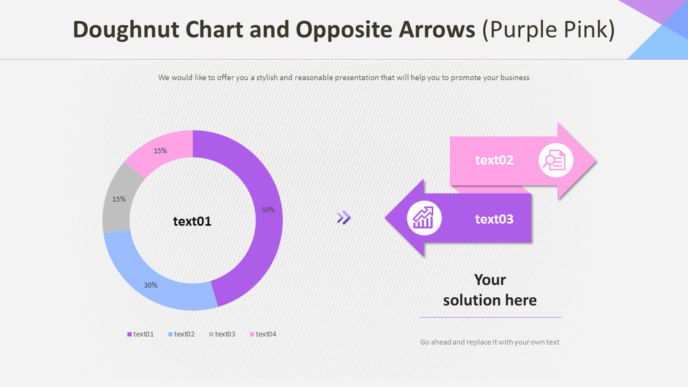 Doughnut Chart and Opposite Arrows (Purple Pink)