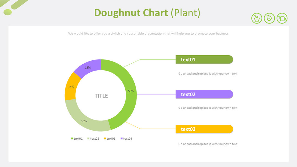 Donut Chart Free PowerPoint Slide Plant Data, Growth Visualization
