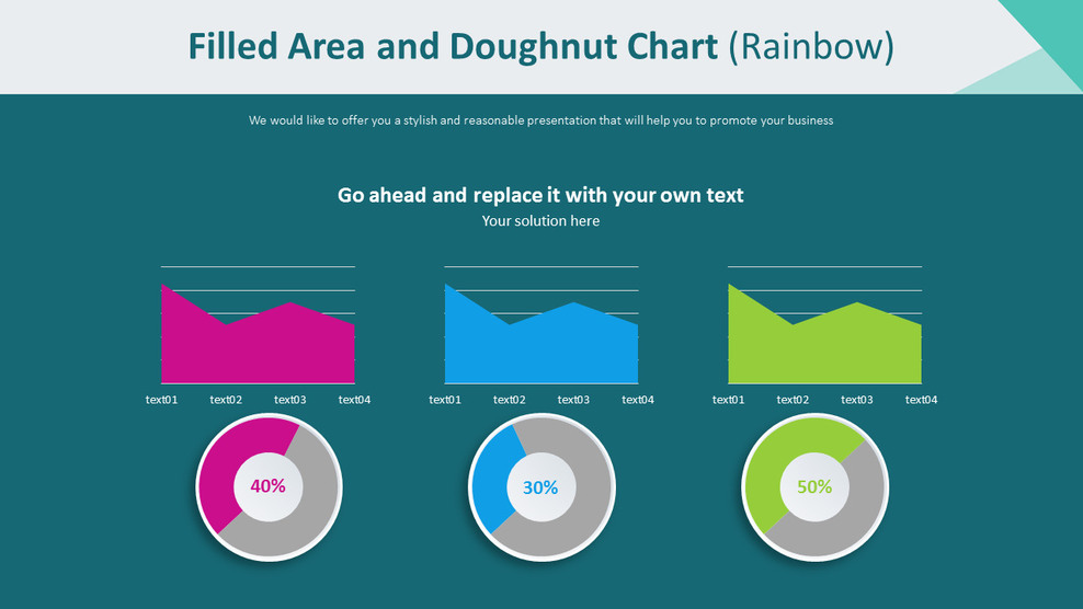 Filled Area and Doughnut Chart (Rainbow)