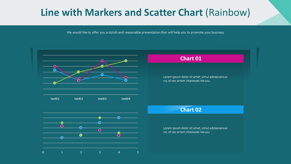 Line with Markers and Scatter Chart (Rainbow)
