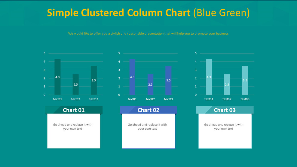 Simple Clustered Column Chart (Blue Green)