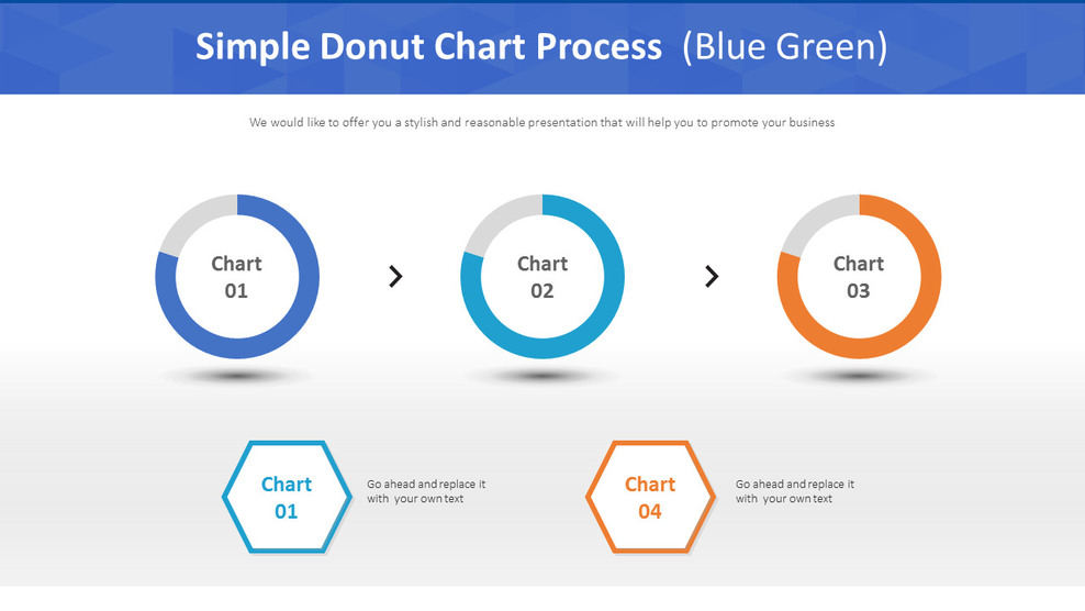 Simple Donut Chart Process (Blue Green)|Doughnut