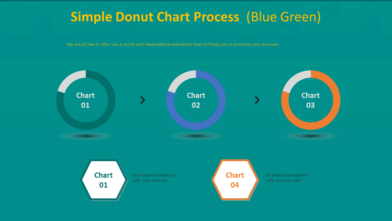 Simple Donut Chart Process (Blue Green)|Doughnut