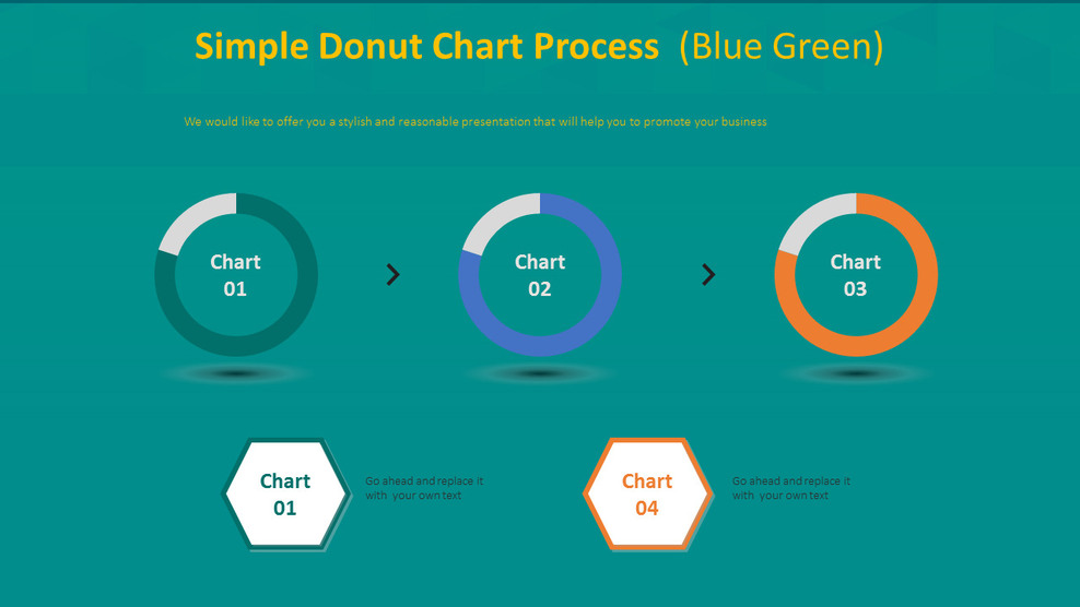 Simple Donut Chart Process (Blue Green)|Doughnut