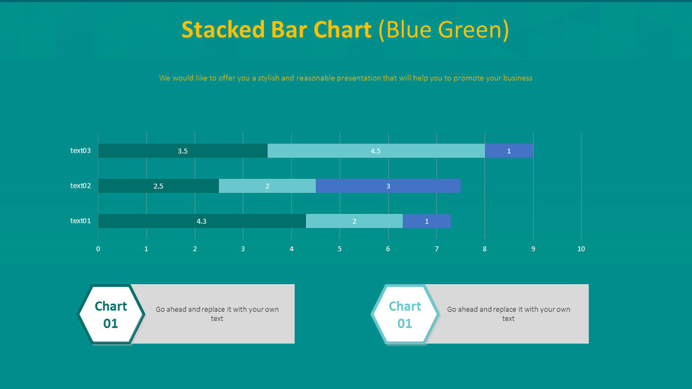 Stacked Bar Chart (Blue Green)