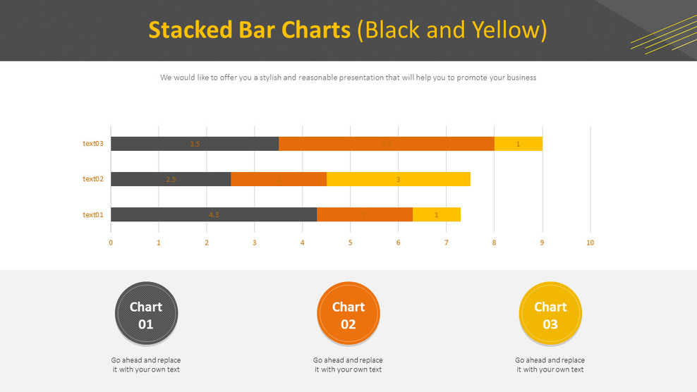 Stacked Bar Charts (Black and Yellow)