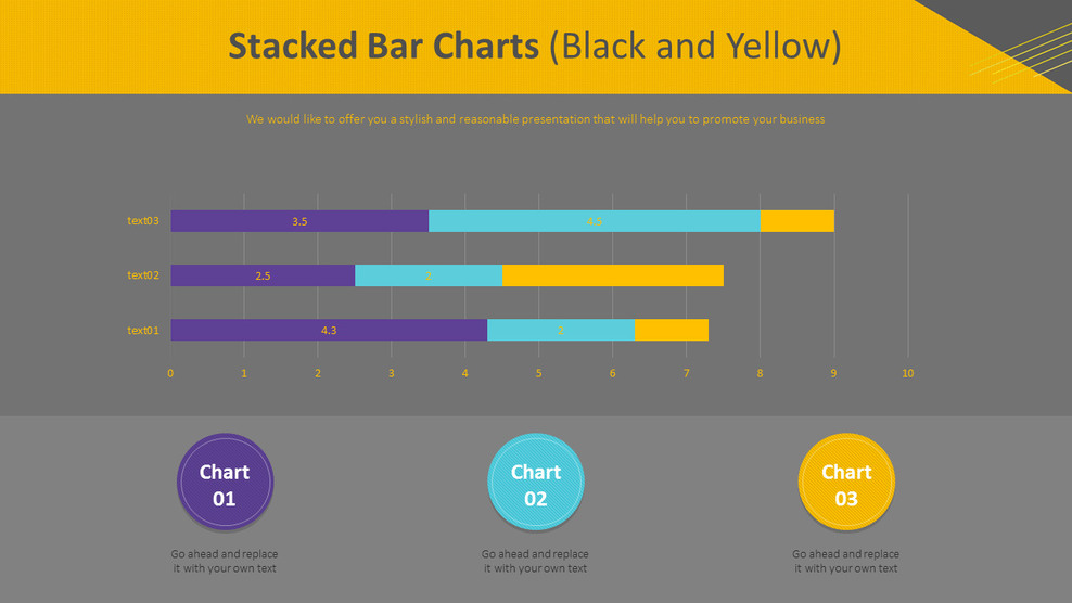 Stacked Bar Charts (Black and Yellow)