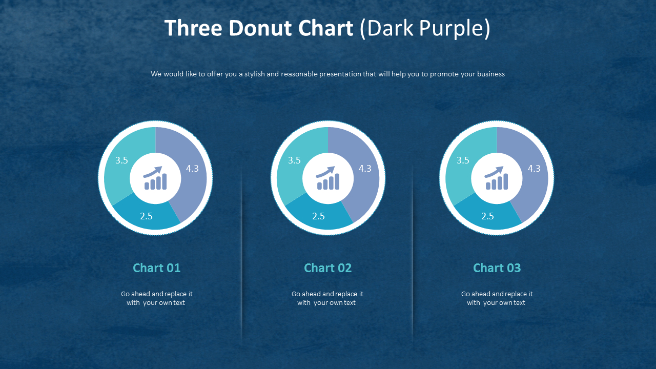 Three Donut Chart (Dark Purple)|Doughnut