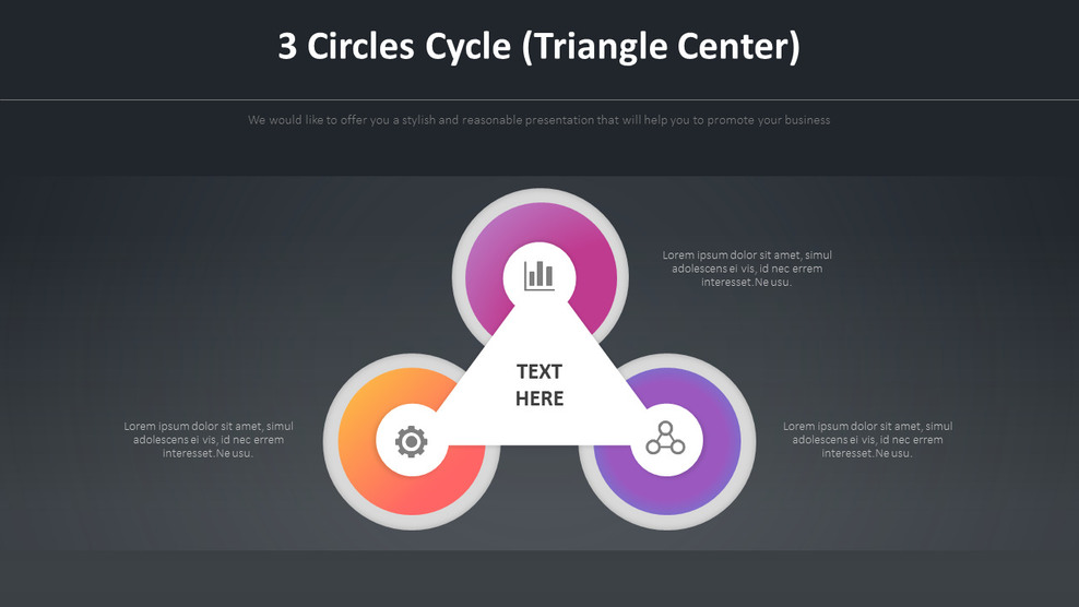 3 Circles Cycle Diagram (Triangle Center)