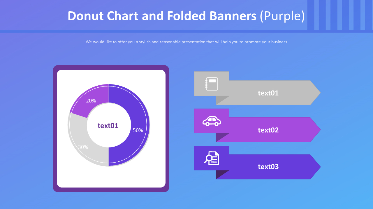 Donut Chart and Folded Banners (Purple)|Doughnut