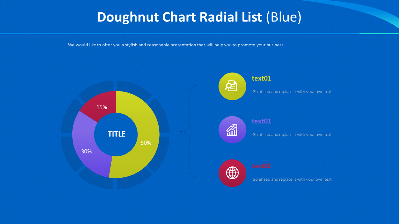 Doughnut Chart Radial List (Blue)