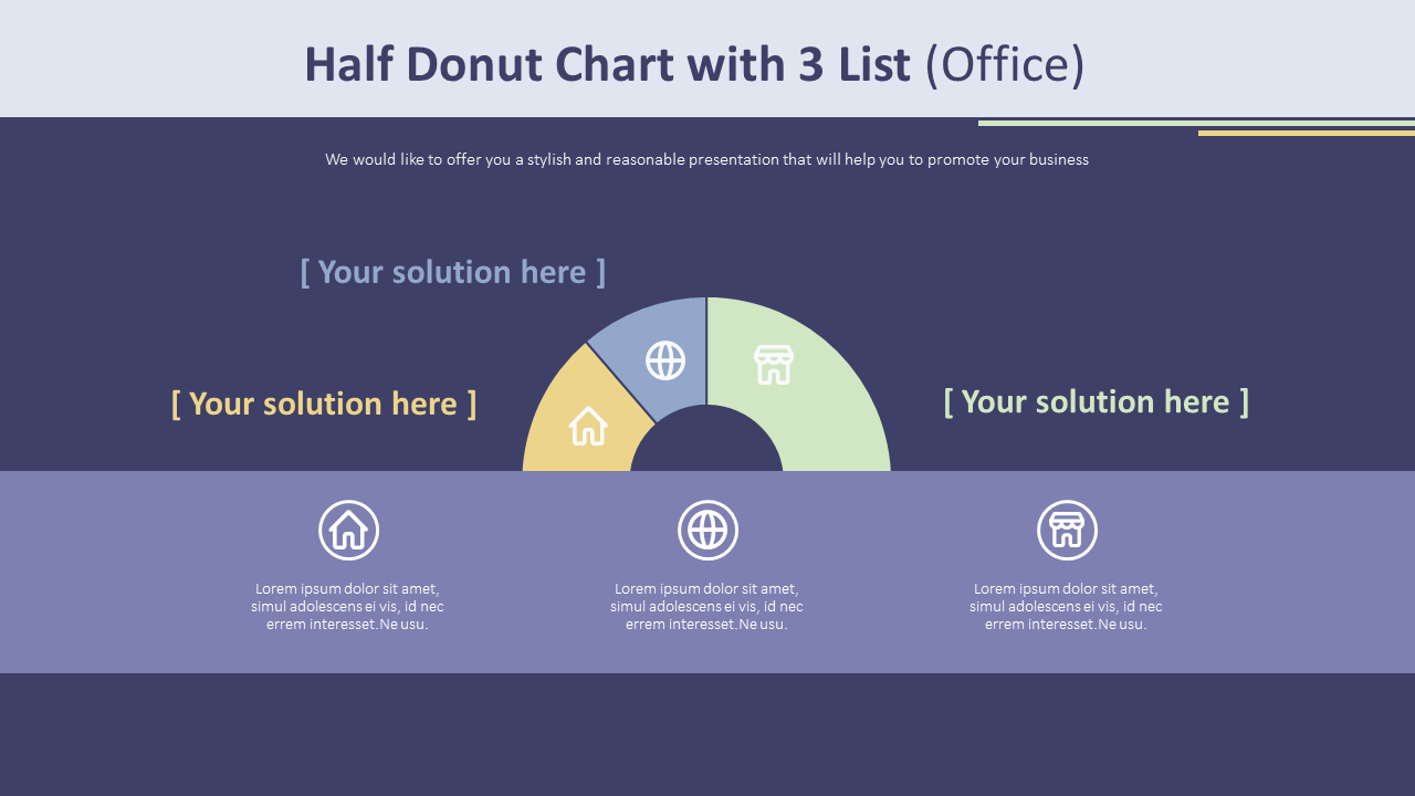 Half Donut Chart with 3 List (Office)
