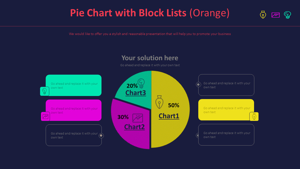 Pie Chart with Block Lists (Orange)