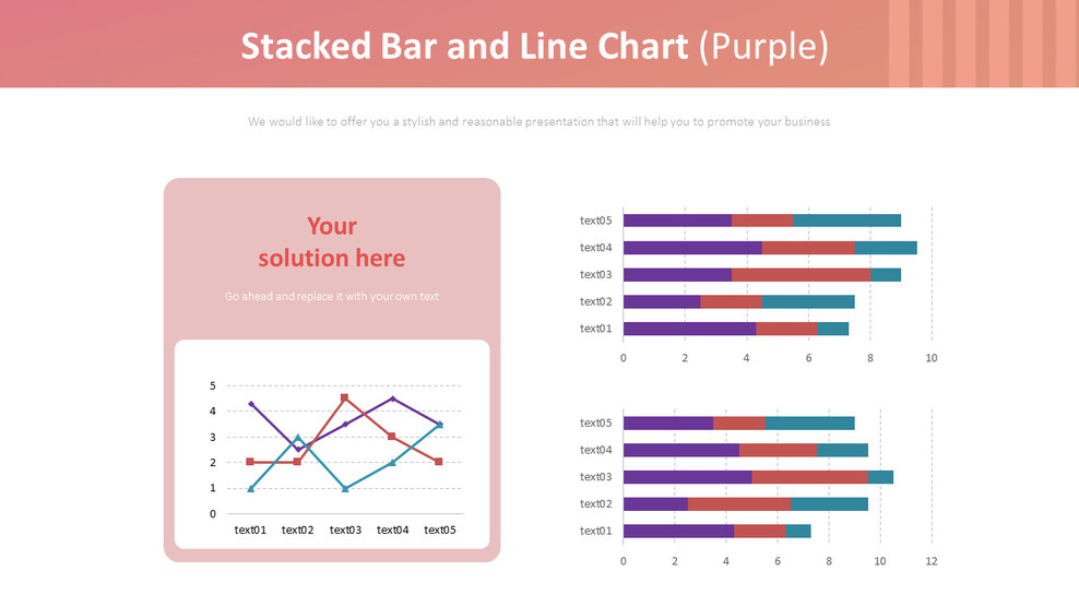 Stacked Bar and Line Chart (Purple)