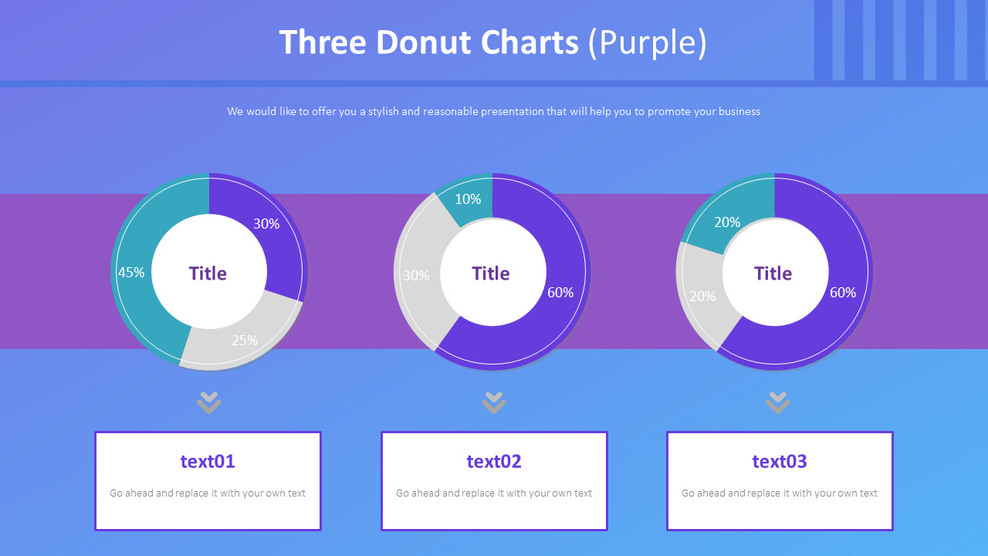 Three Donut Charts (Purple)|Doughnut