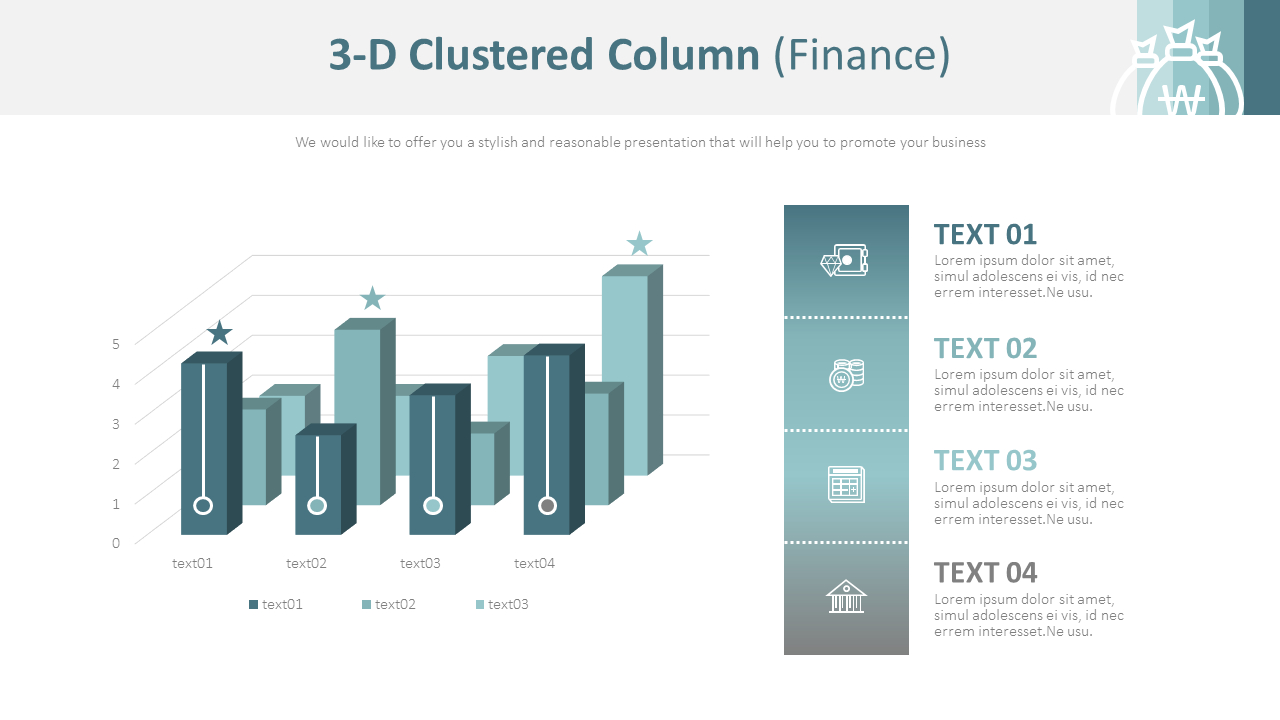 3-D Clustered Column (Finance)|Stock|Chart