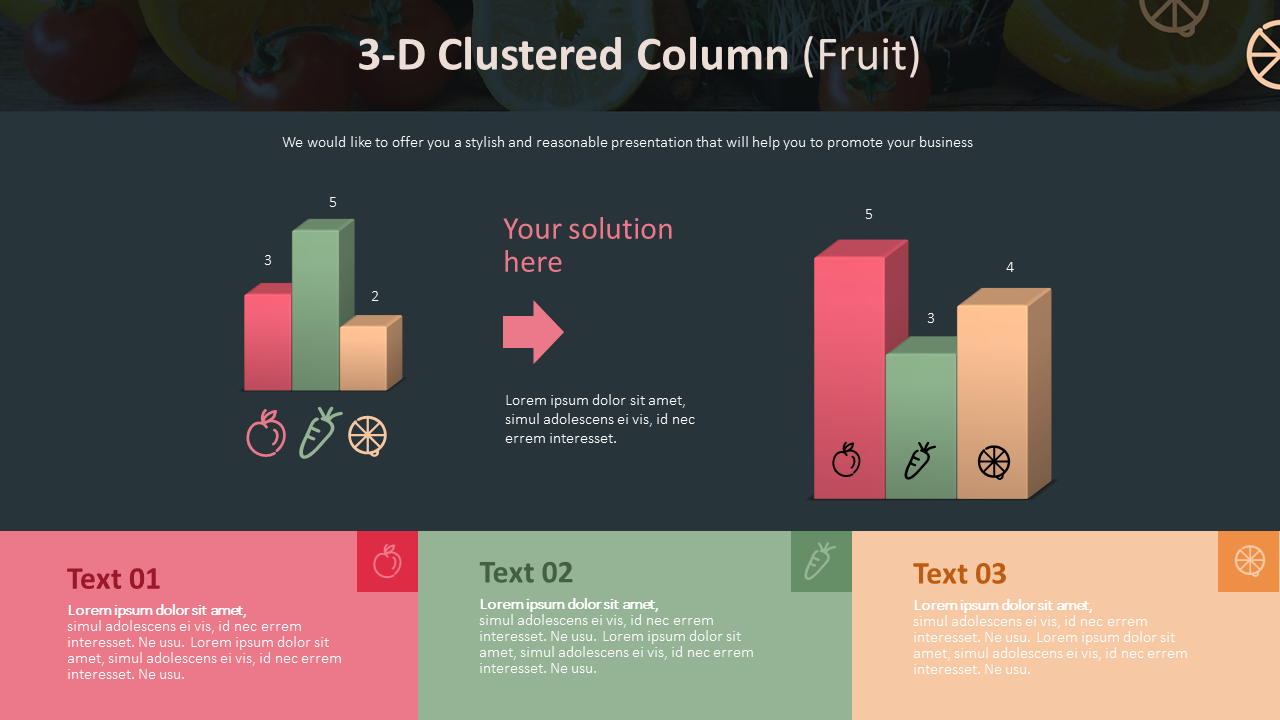 3D Column Chart (Fruits)
