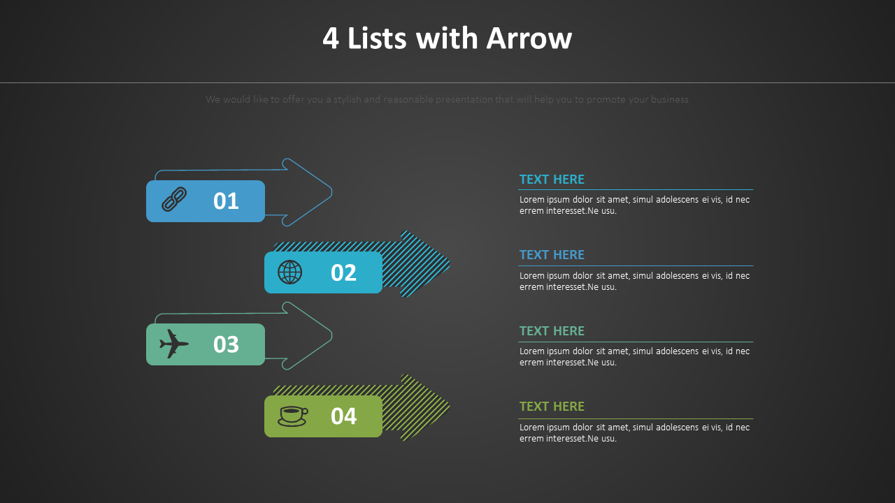4 Lists with Arrow Diagram