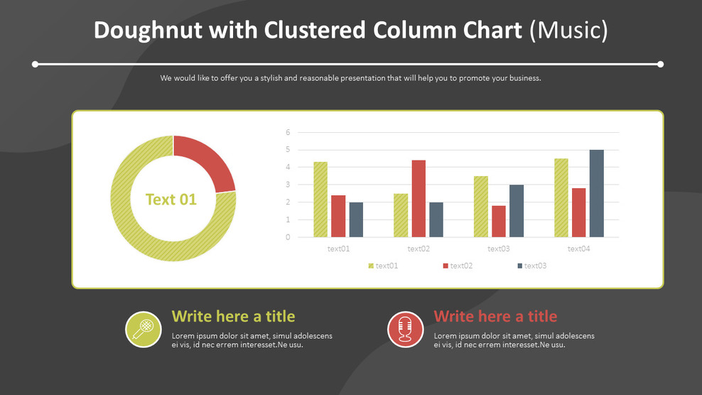 Doughnut with Clustered Column Chart (Music)