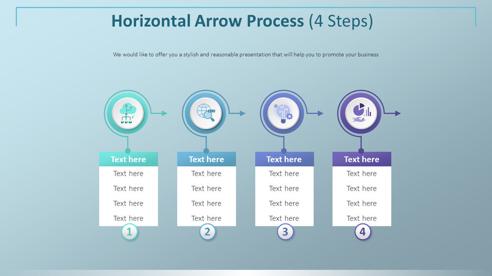 Horizontal Arrow Process Diagram (4 Steps)