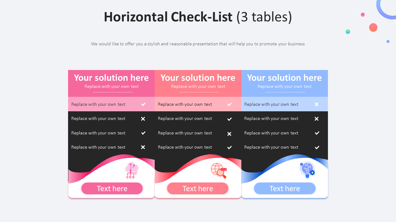 Horizontal Check-List Diagram (3 tables)