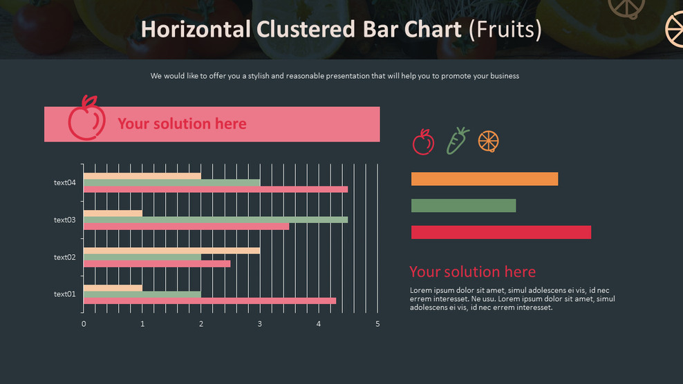 Horizontal Clustered Bar Chart (Fruits)