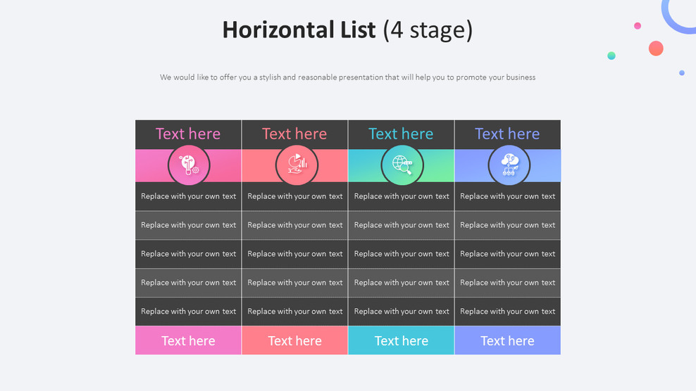 Horizontal List Diagram (4 stage)