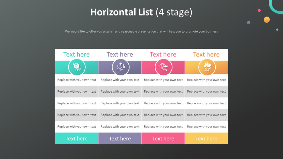 Horizontal List Diagram (4 stage)