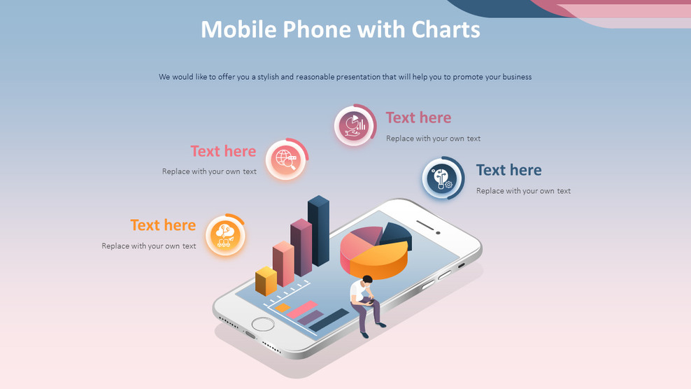 Mobile Phone with Charts Diagram|Infographics