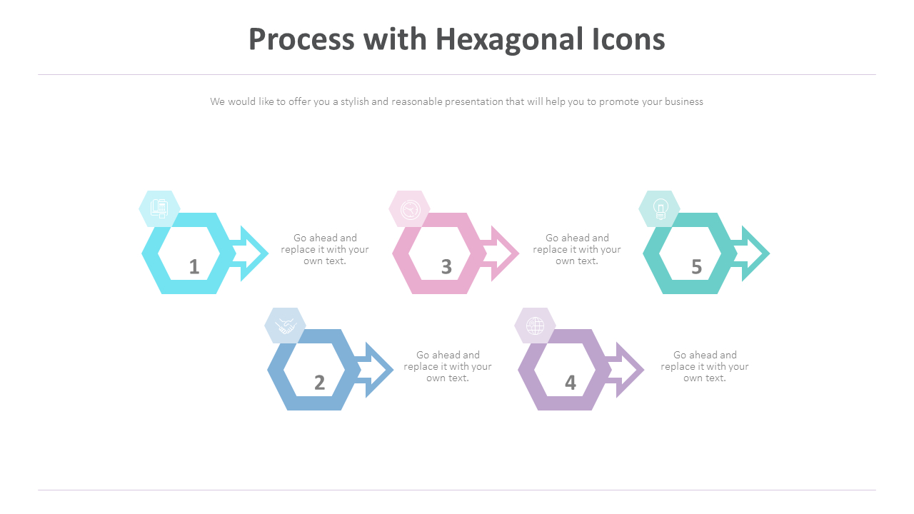 Process with Hexagonal Icons Diagram