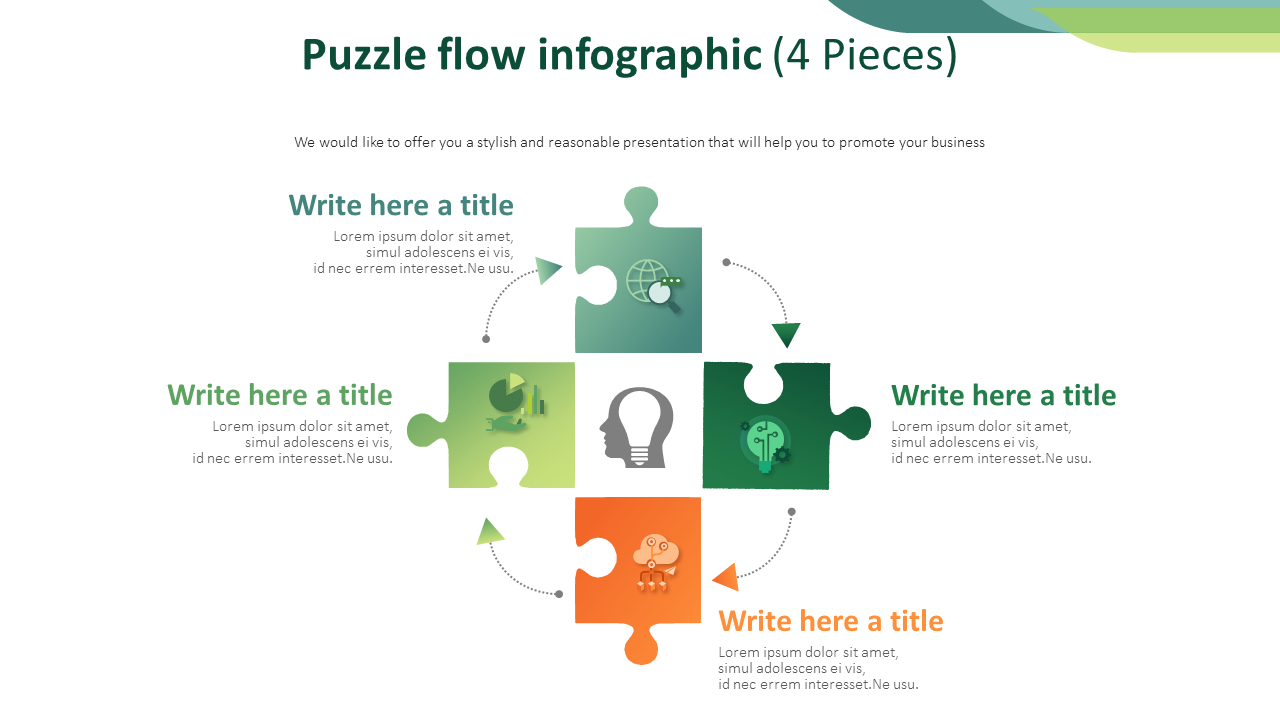 Puzzle flow infographic Diagram (4 Pieces)