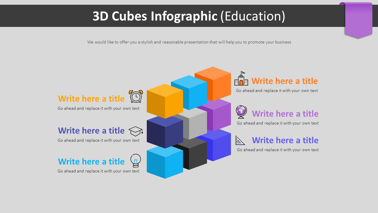 3D Cubes Infographic Diagram (Education)