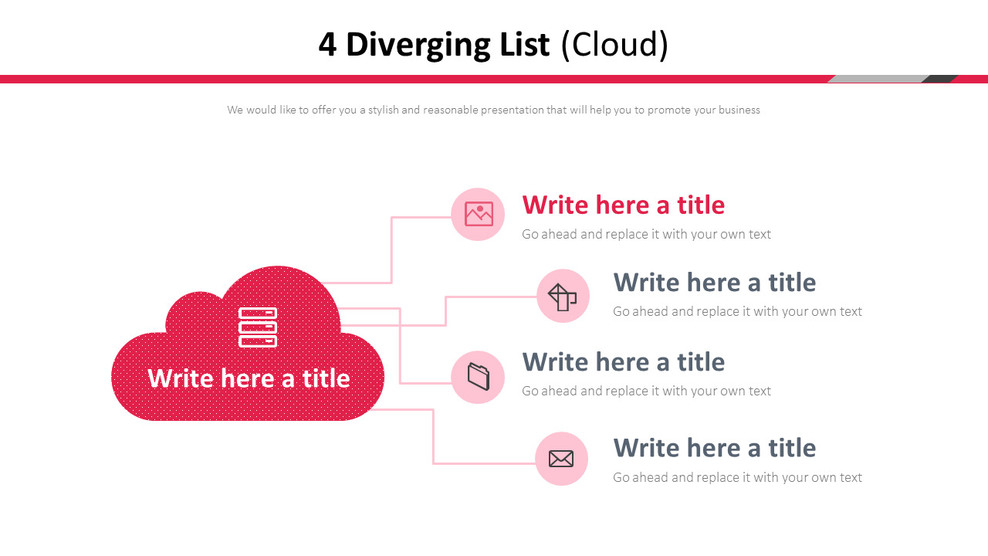 4 Diverging List Diagram (Cloud)