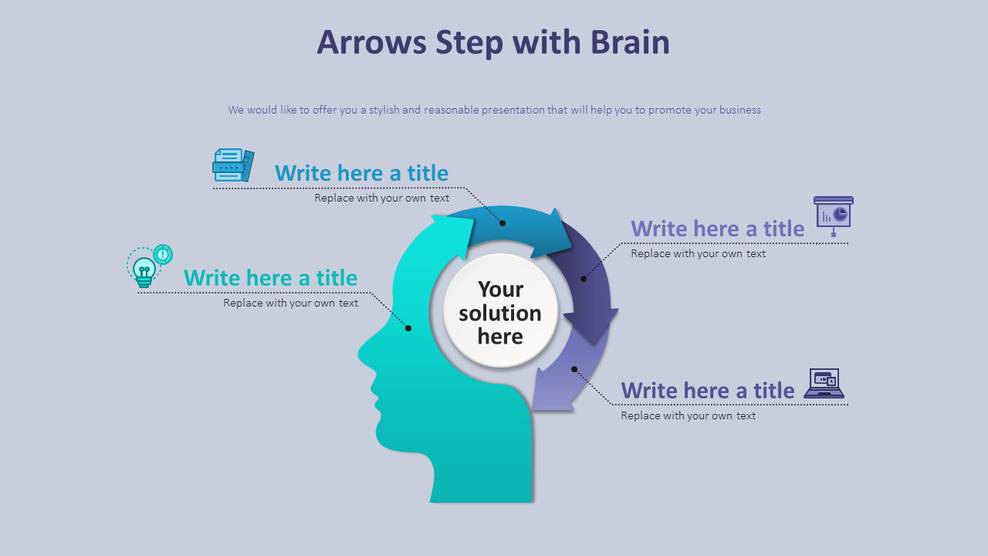 Arrows Step with Brain Diagram|Infographics