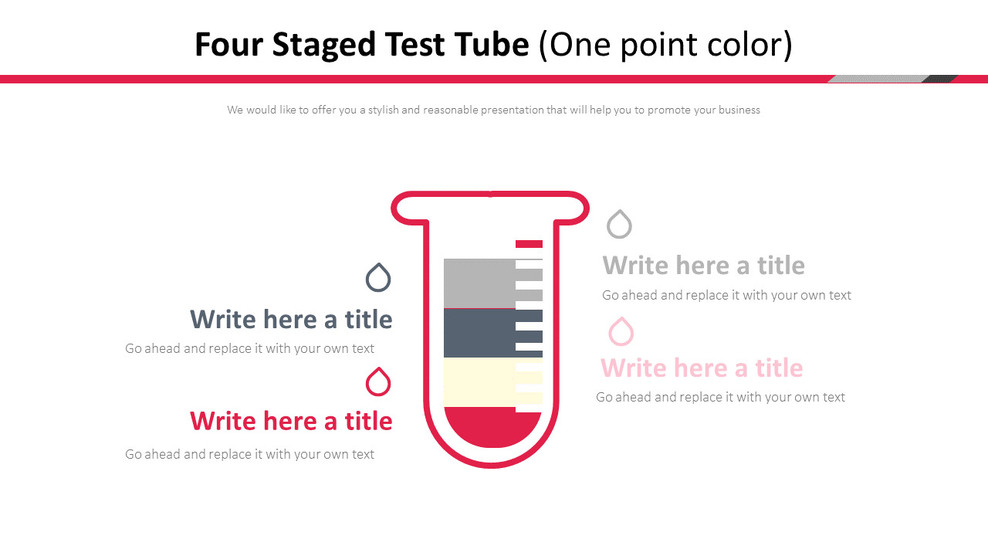 Four Staged Test Tube Diagram (One point color)|Infographics