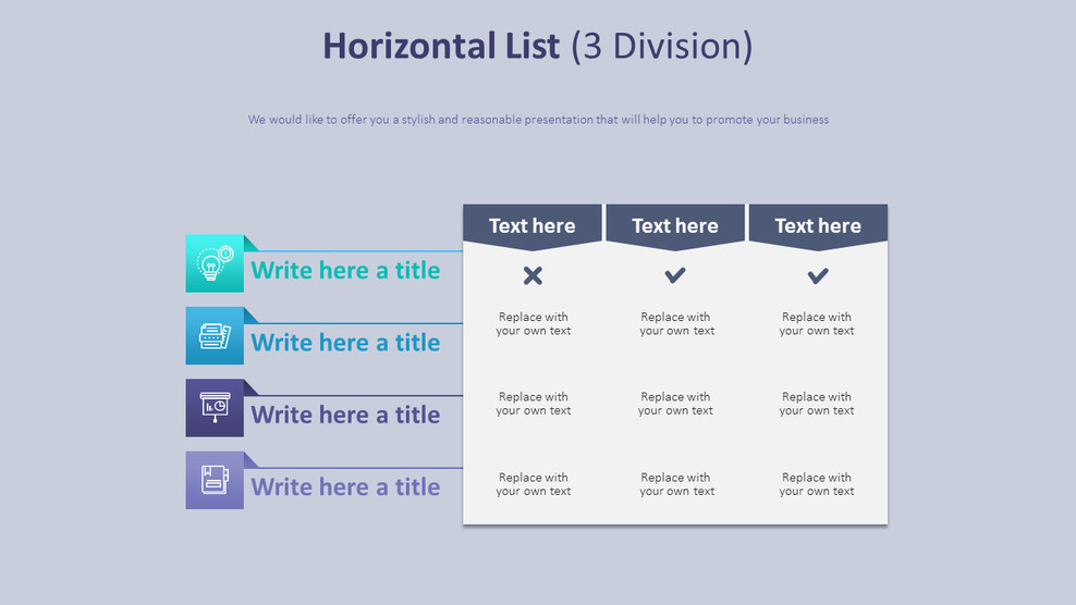 Horizontal List Diagram (3 Division)
