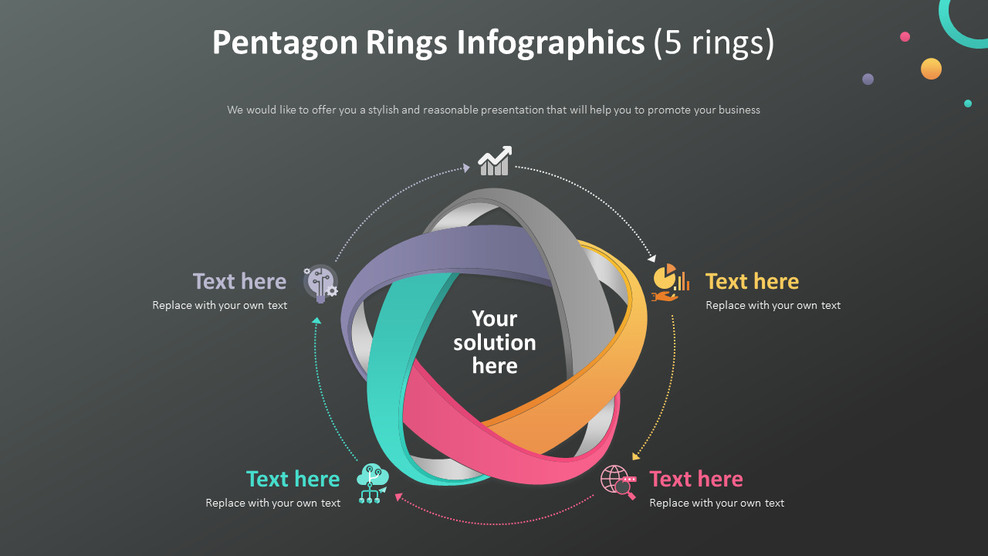 Infinite Loop Pentagon Infographic Diagram (5 Steps)