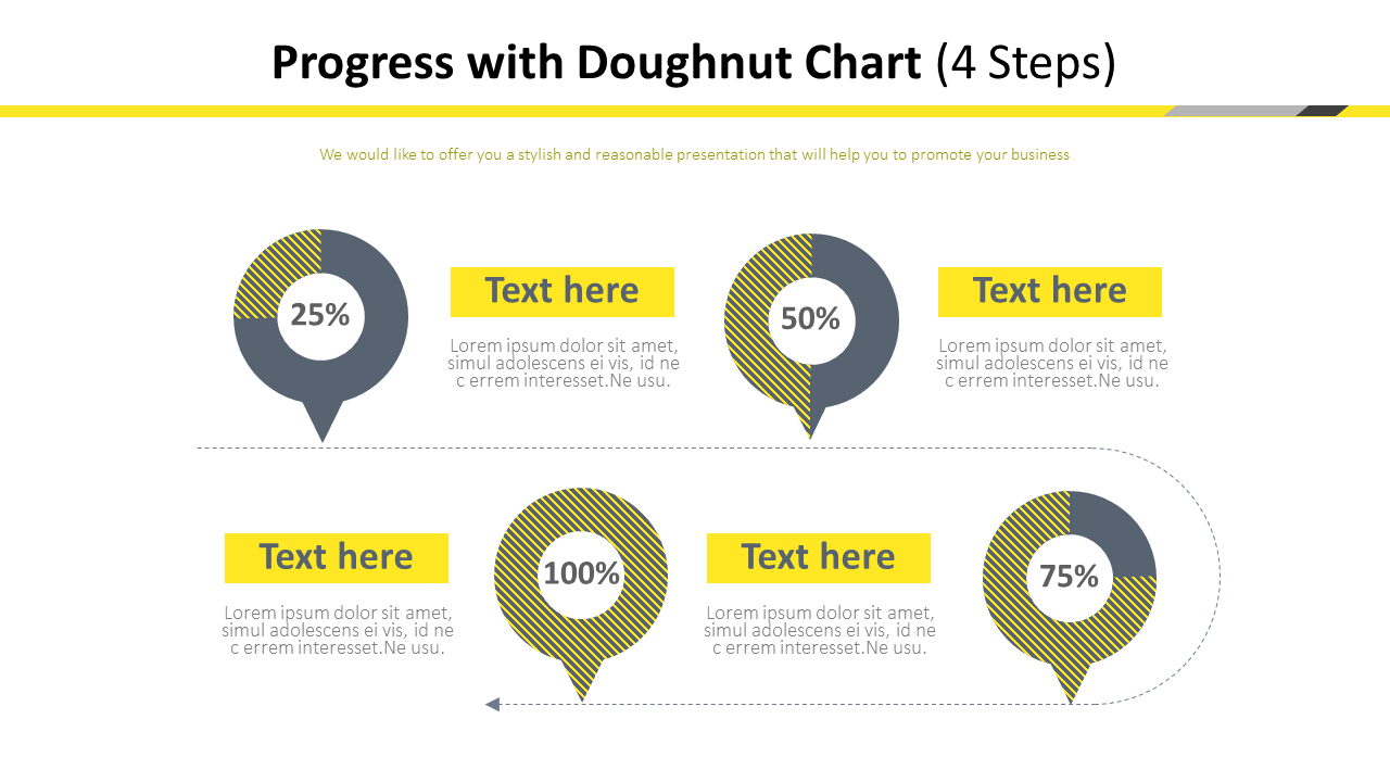 Progress with Doughnut Chart Diagram (4 Steps)